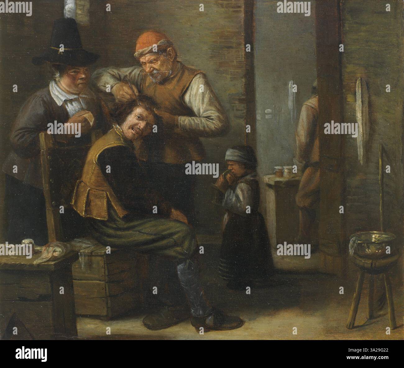 This painting depicts the medieval medical practice of 'extracting the ...