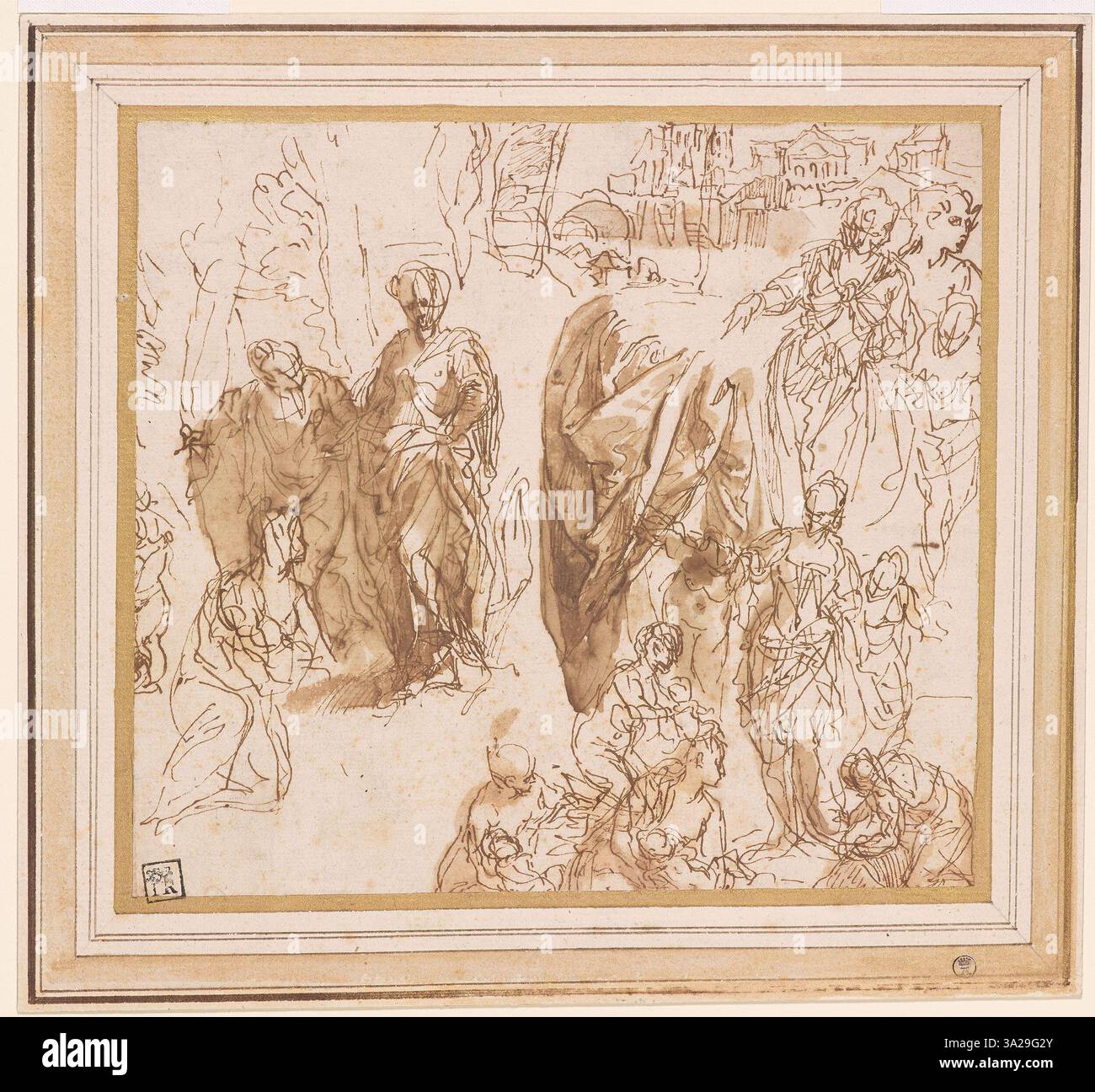 Studies for the Finding of Moses by Veronese capture preparatory ...