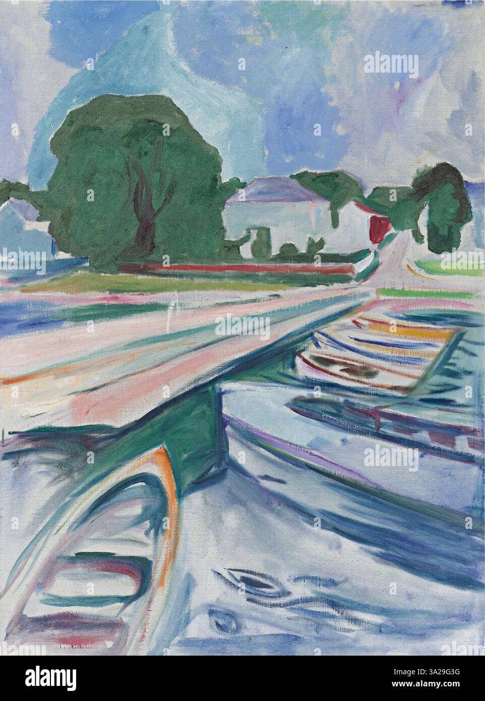 'Rowboats at Åsgårdstrand' (1930s) by Edvard Munch depicts a tranquil ...