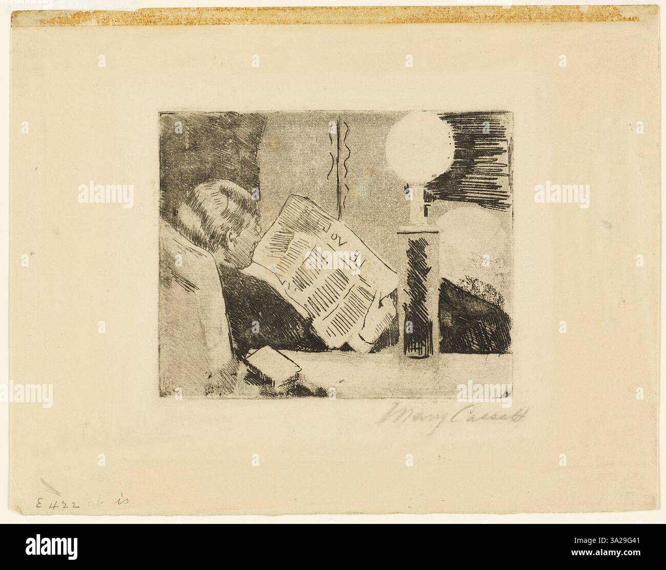 'Reading the Newspaper, No. 2' by Mary Cassatt shows a woman reading a ...