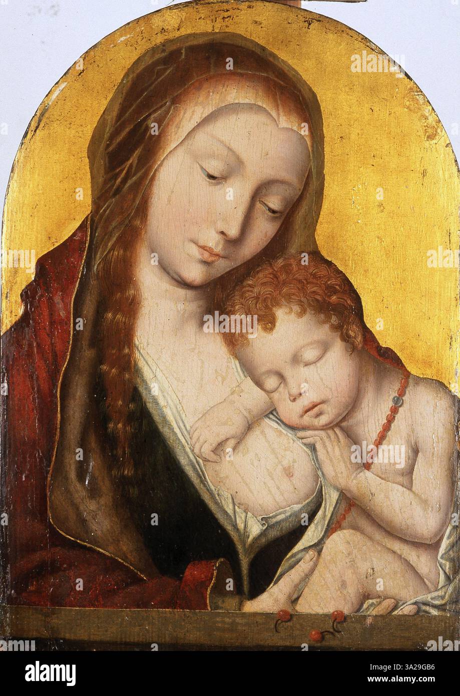 This work, attributed to a follower of Quinten Massijs, depicts the Virgin Mary and the Child ...
