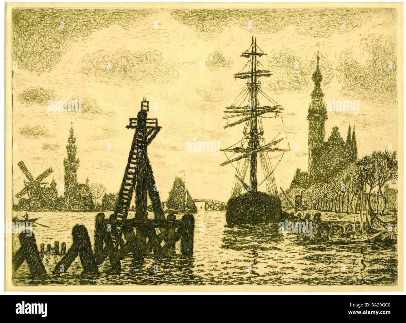 This painting by Paul Signac depicts the port of Veere, showcasing the ...