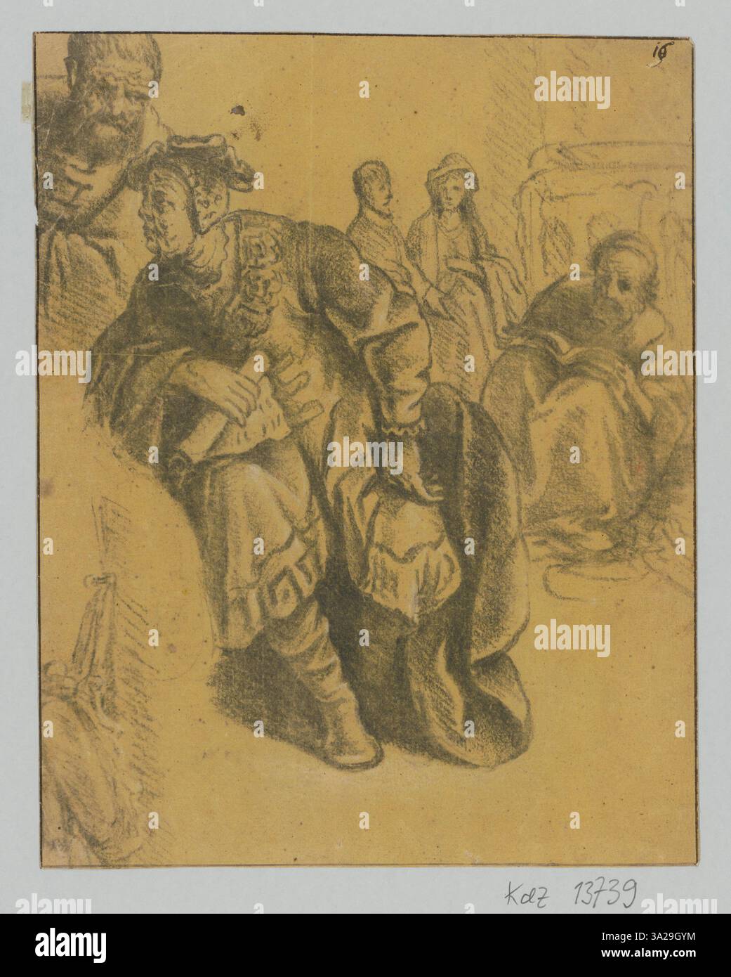 This study by Rembrandt depicts a seated man leaning to the right while ...