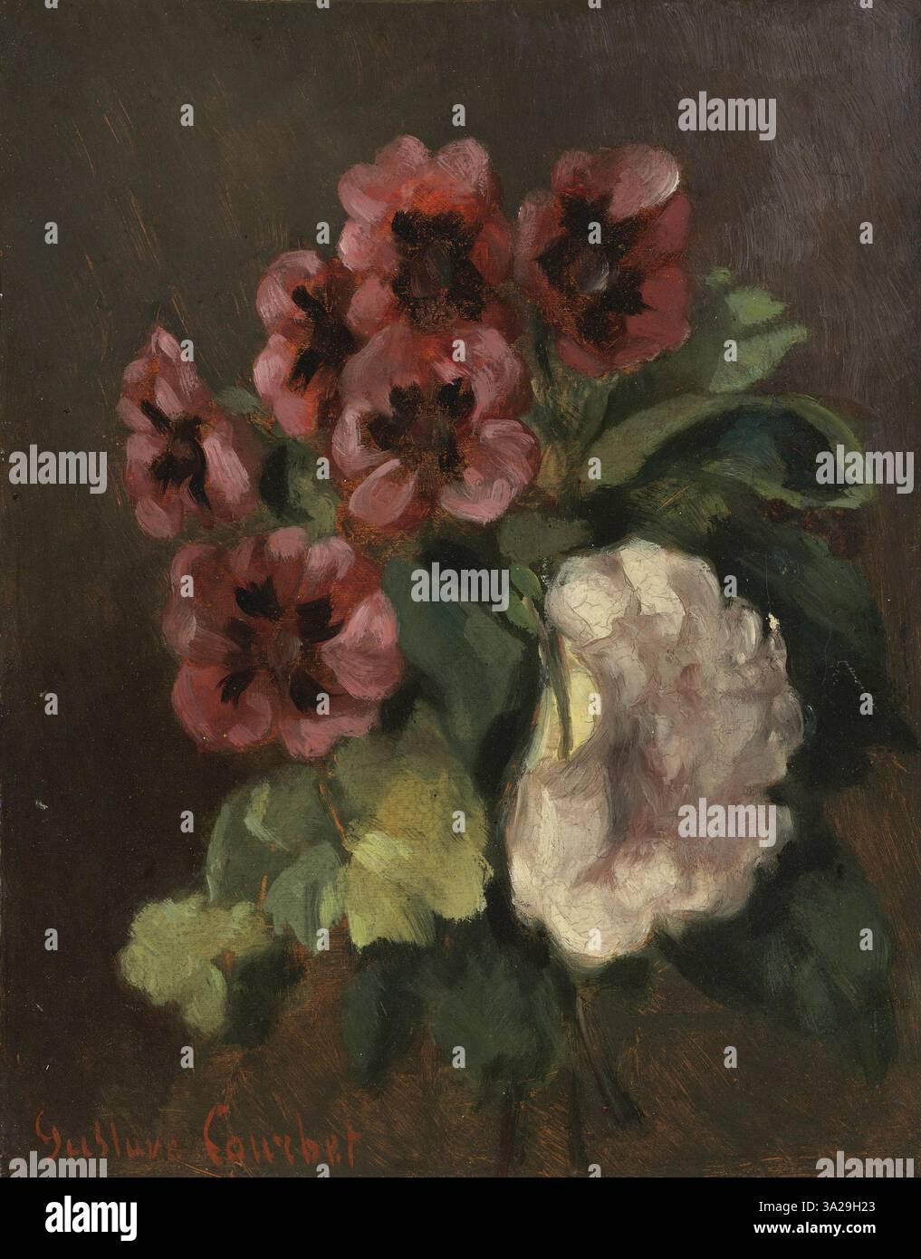 'Bouquet de Fleurs' (Bouquet of Flowers) by Gustave Courbet depicts a ...