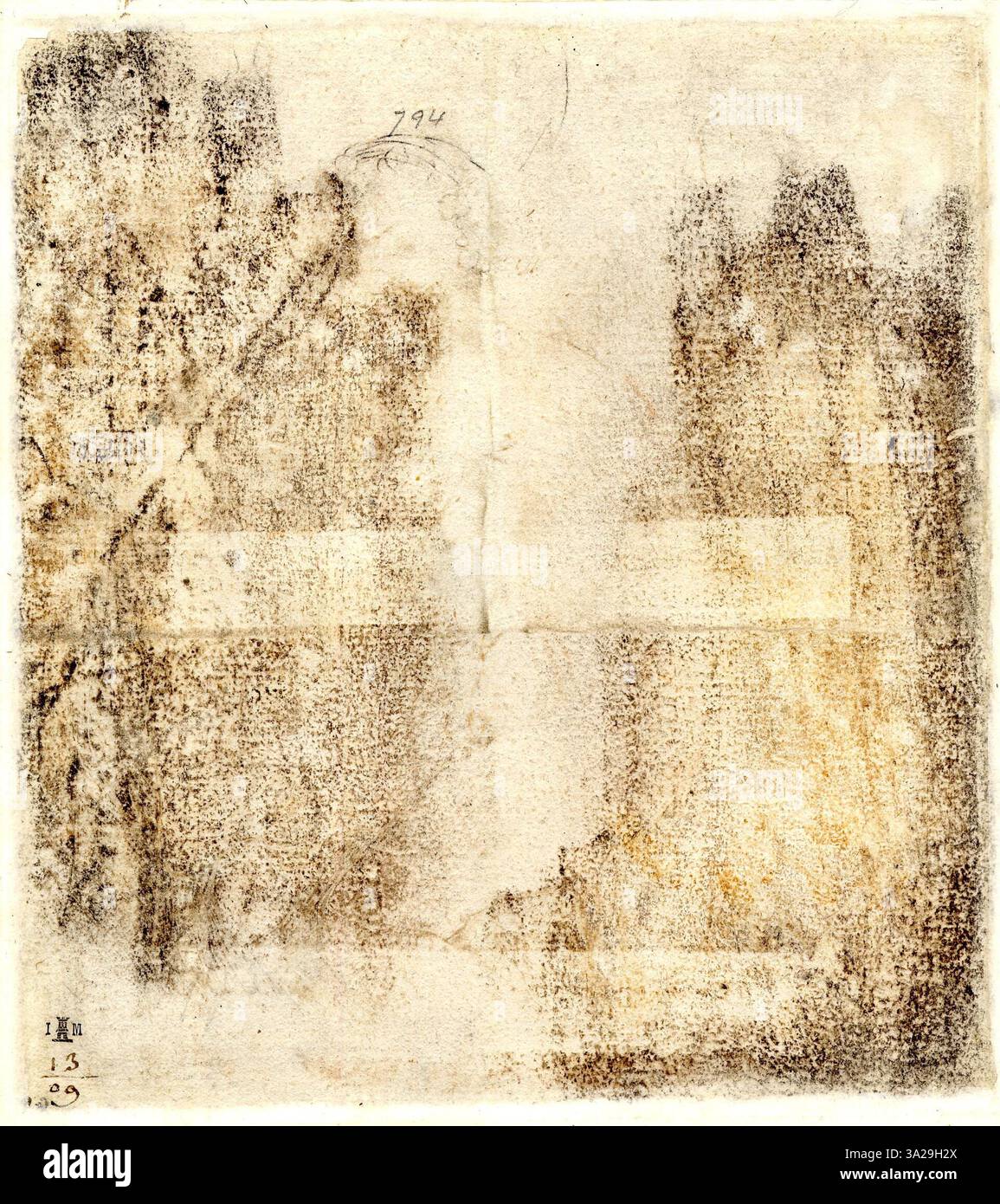 This verso sketch is largely blackened with chalk, showing Rembrandt’s ...