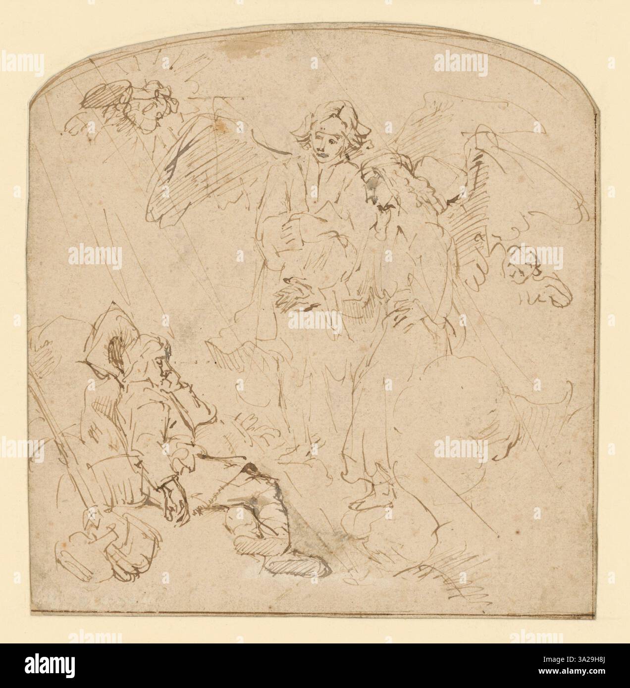 This drawing illustrates Jacob’s dream, where two angels are seen ...