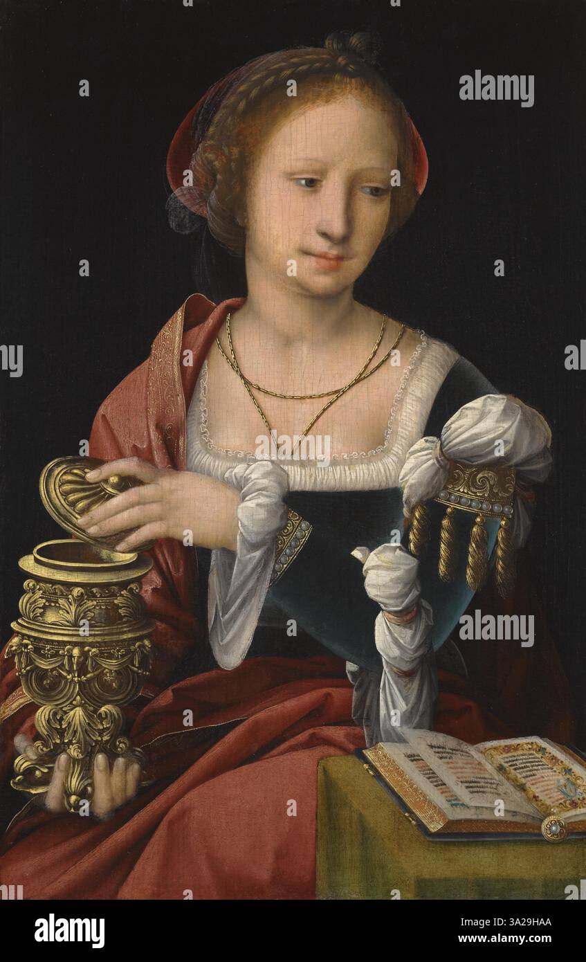 This portrait of Mary Magdalene depicts her as a repentant sinner, a ...