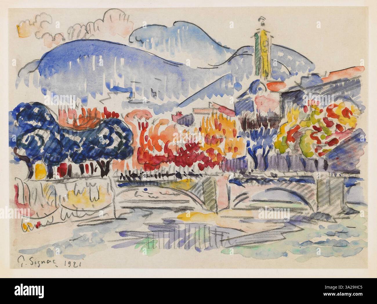 Paul Signac's 1921 painting 'Le Paillon' depicts the park in Nice ...