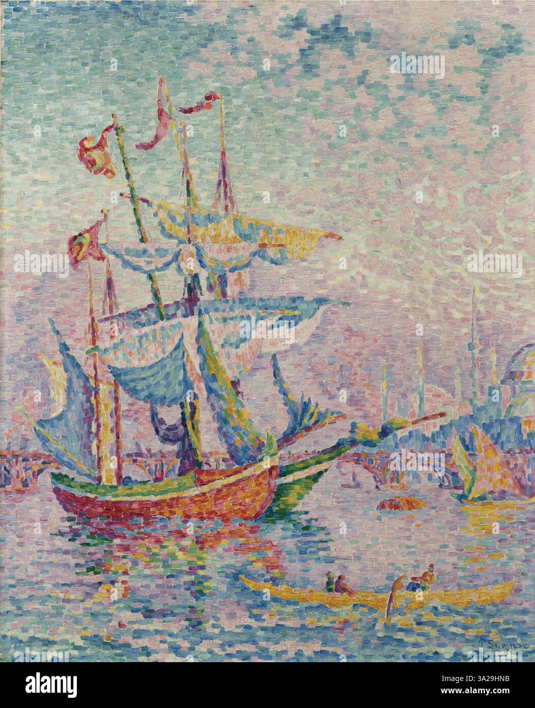 'La Corne d'Or. Le Pont' (1907) by Paul Signac features a bridge in ...