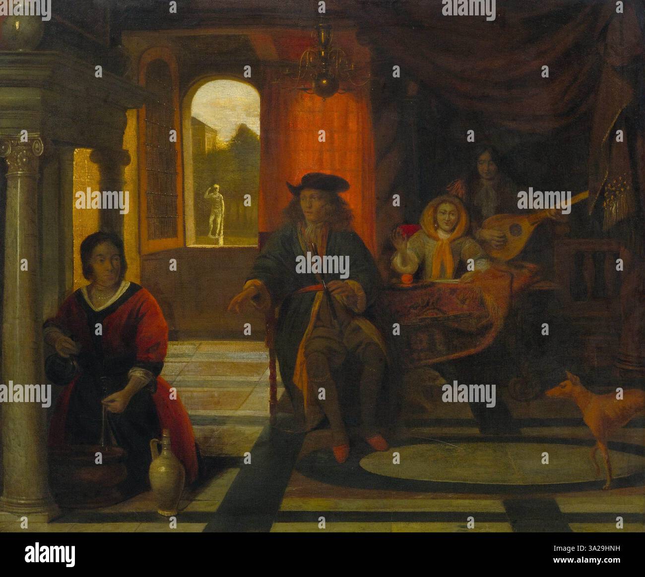 This work features a musical gathering within an interior. The figures ...