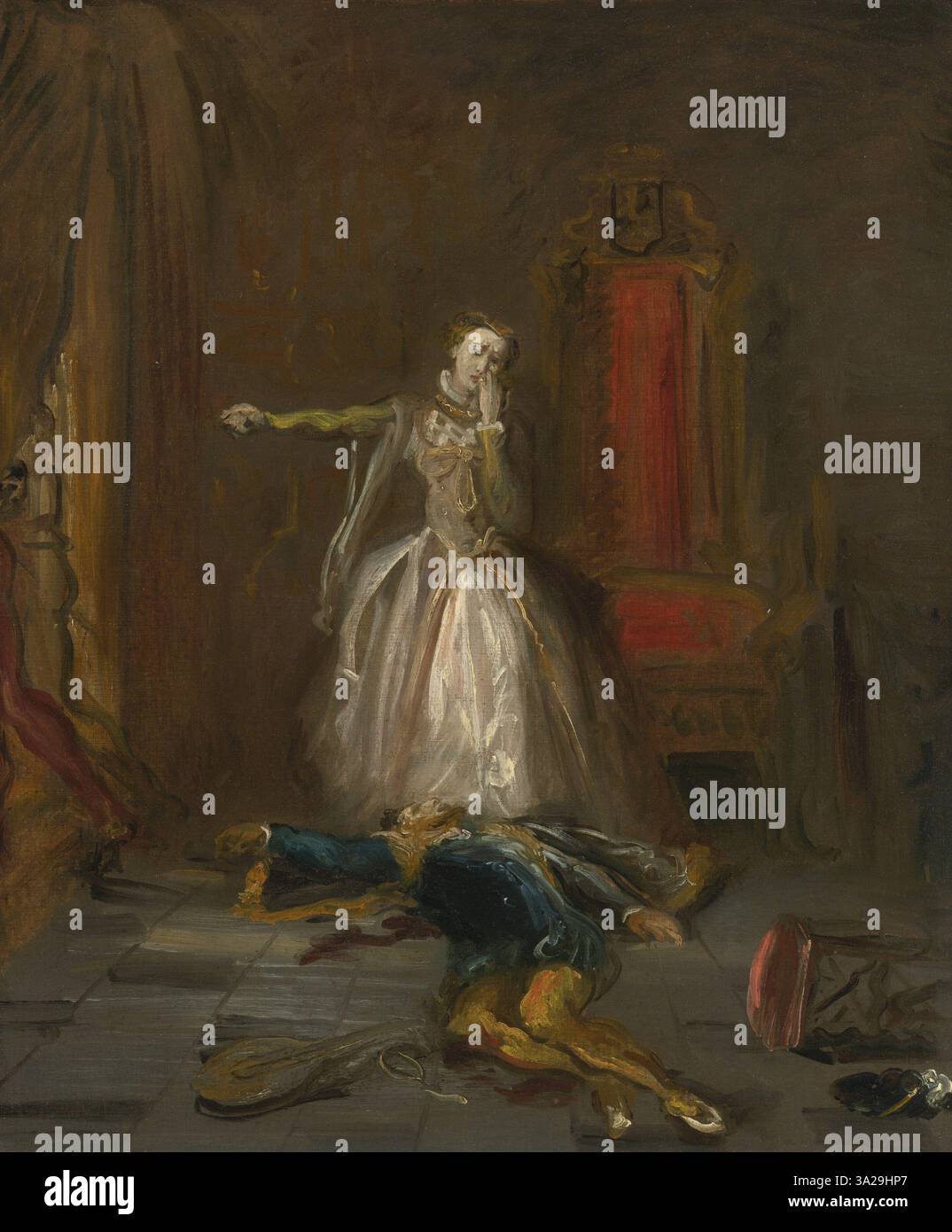 This oil painting depicts Mary Stuart swearing revenge, capturing a ...
