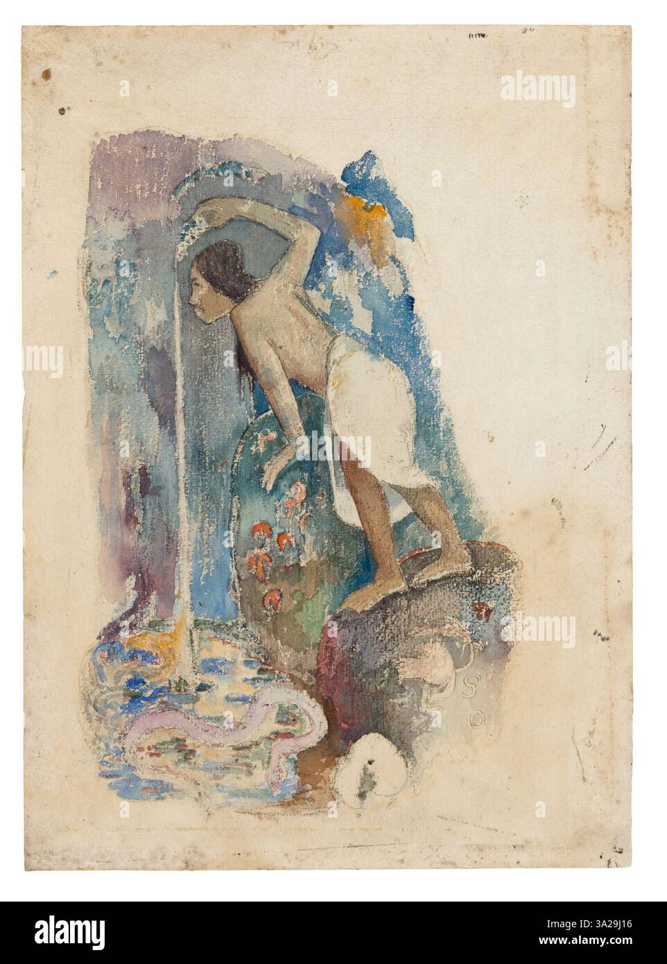 This work by Paul Gauguin, titled *Pape Moe*, reflects his distinctive ...