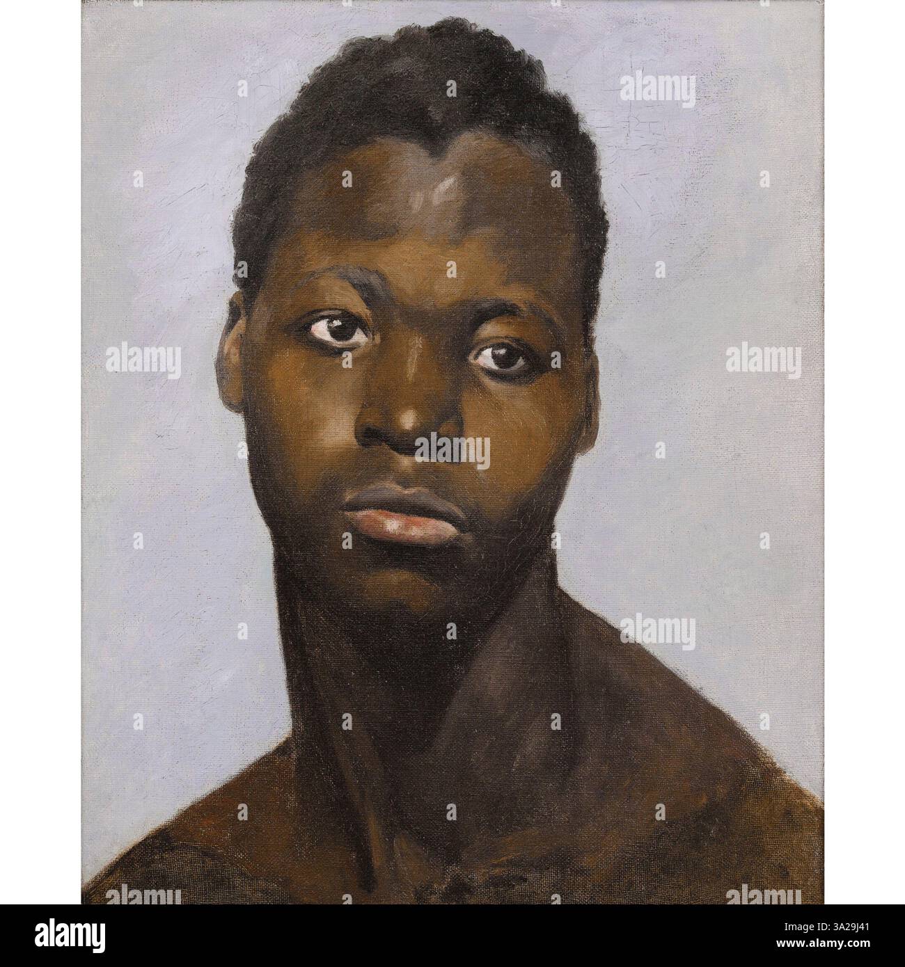 'Tête d'africain' is a detailed portrait by Chassériau focusing on an ...