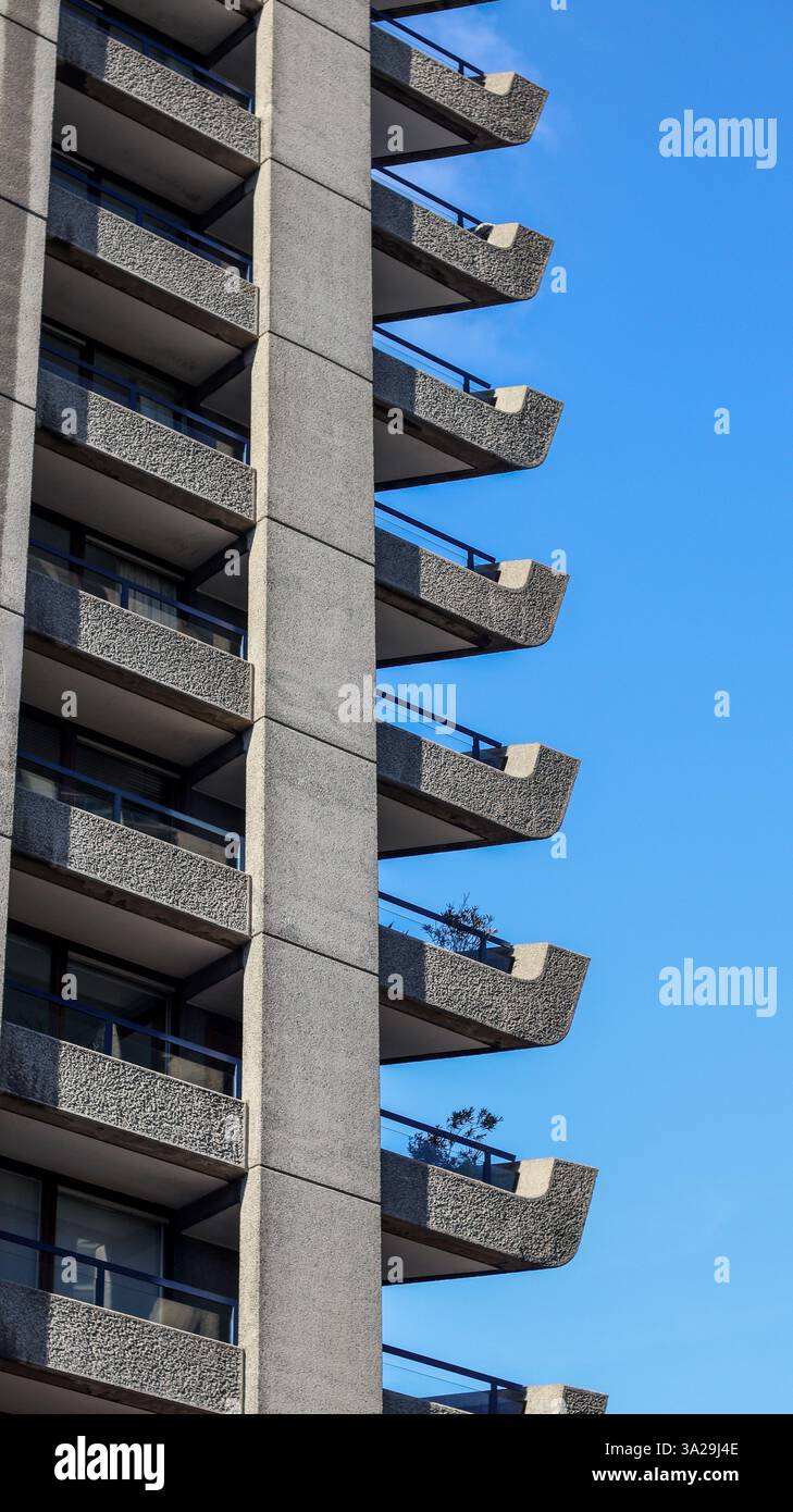 The balcony's of a brutal architecture tower block Stock Photo - Alamy