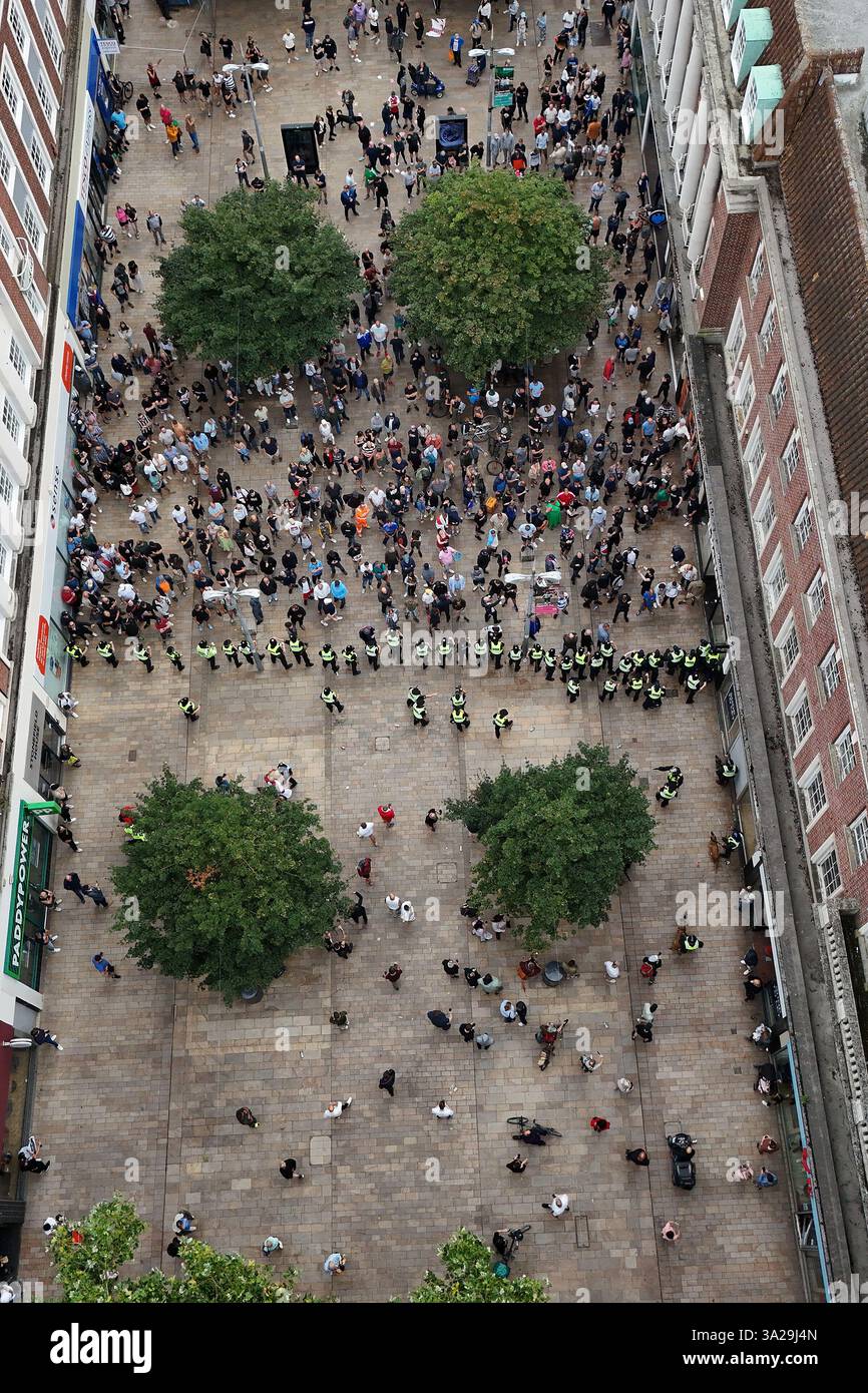 aerial view of Kingston upon Hull far-right anti-immigration riot Aug ...