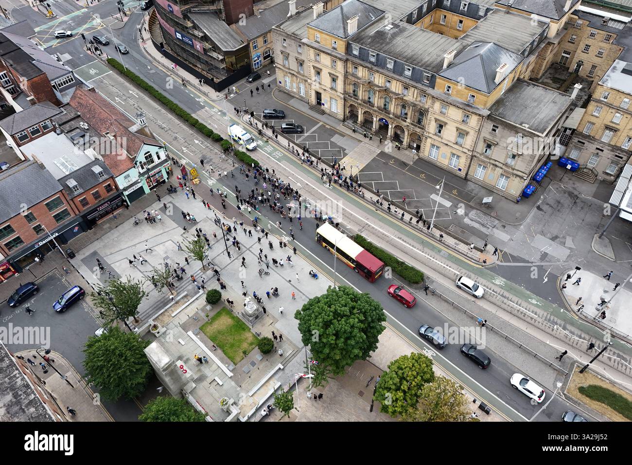 aerial view of Kingston upon Hull far-right anti-immigration riot Aug ...