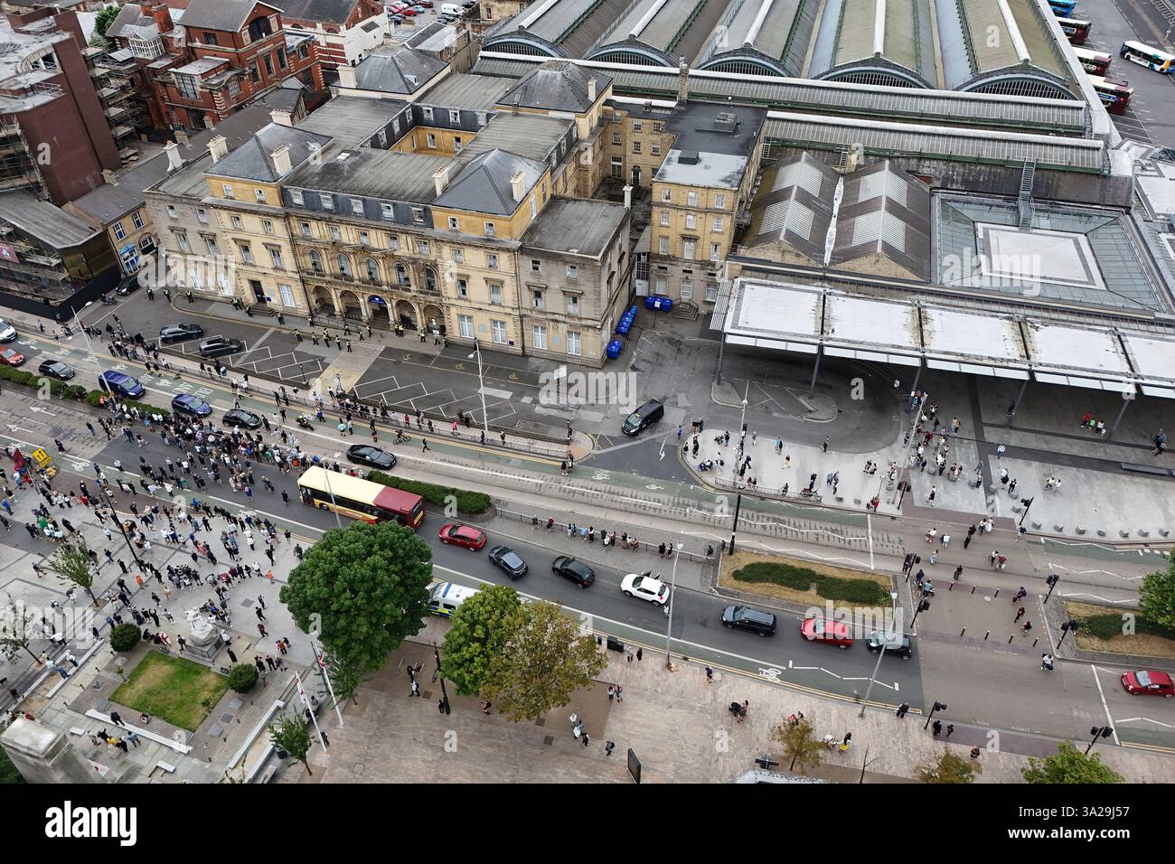 aerial view of Kingston upon Hull far-right anti-immigration riot Aug ...