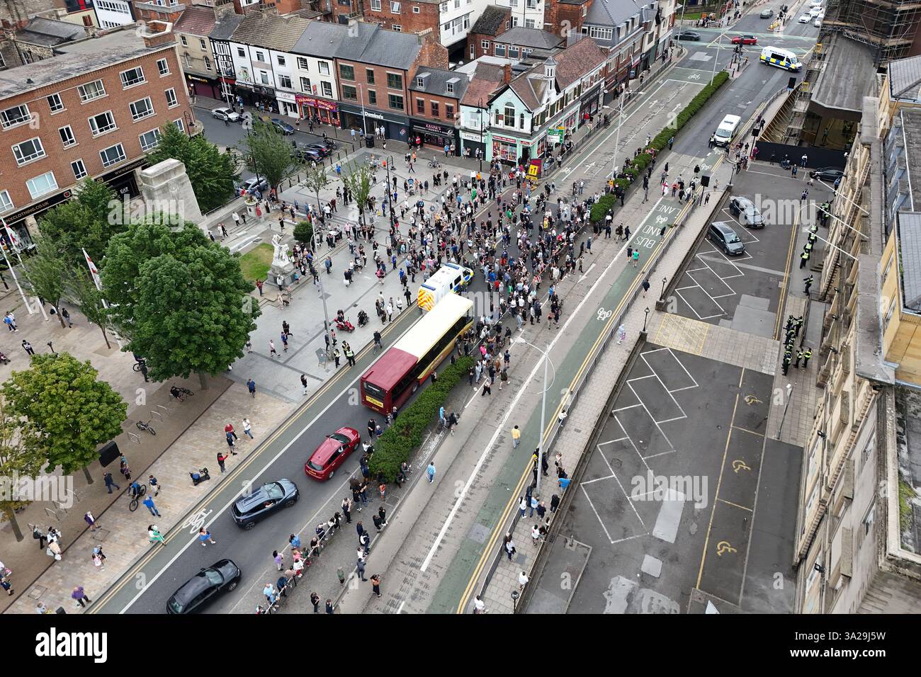 aerial view of Kingston upon Hull far-right anti-immigration riot Aug ...