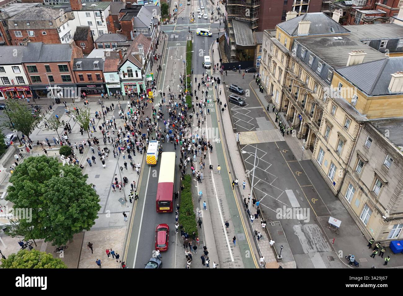 aerial view of Kingston upon Hull far-right anti-immigration riot Aug ...