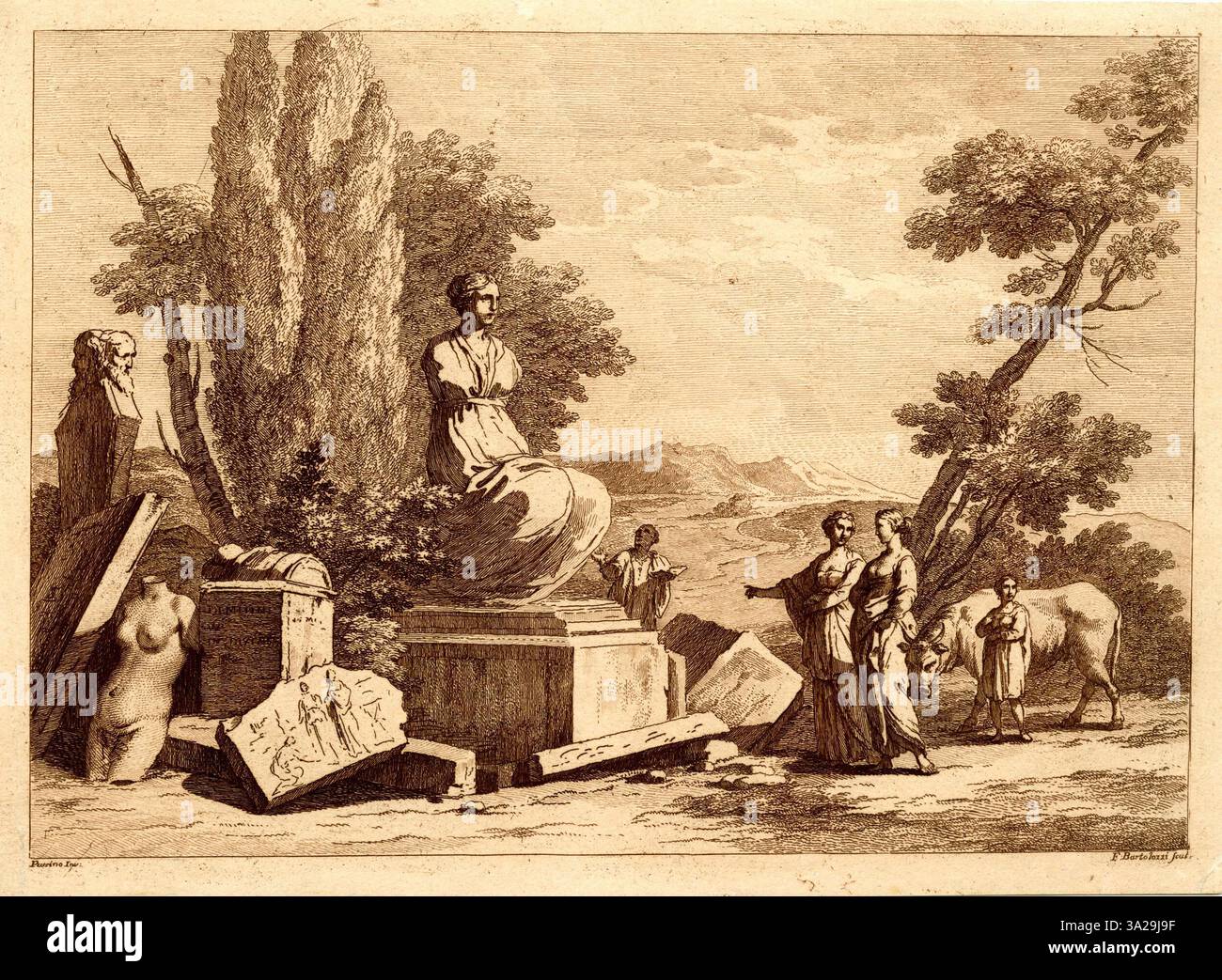 An engraving by Francesco Bartolozzi, influenced by Poussin ...