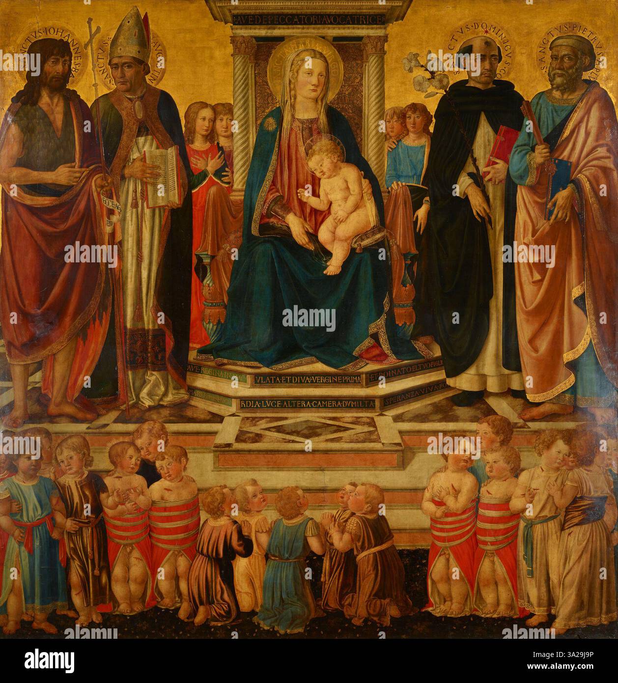 This 15th-century work by Cosimo Rosselli depicts the Virgin Mary enthroned with the Child ...