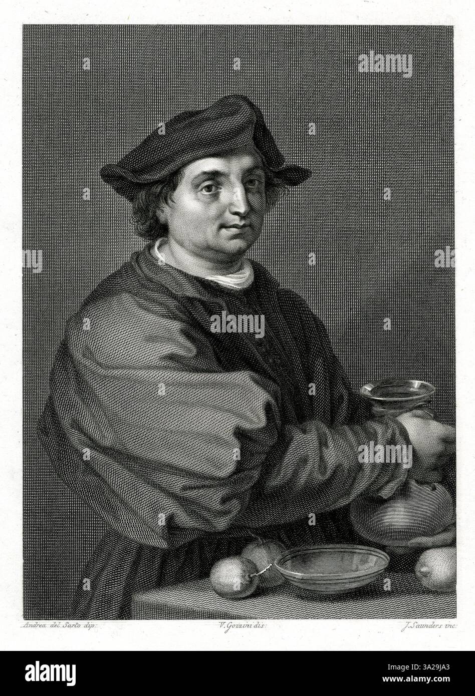 This portrait by John Saunders presents an interpretation of Andrea del ...