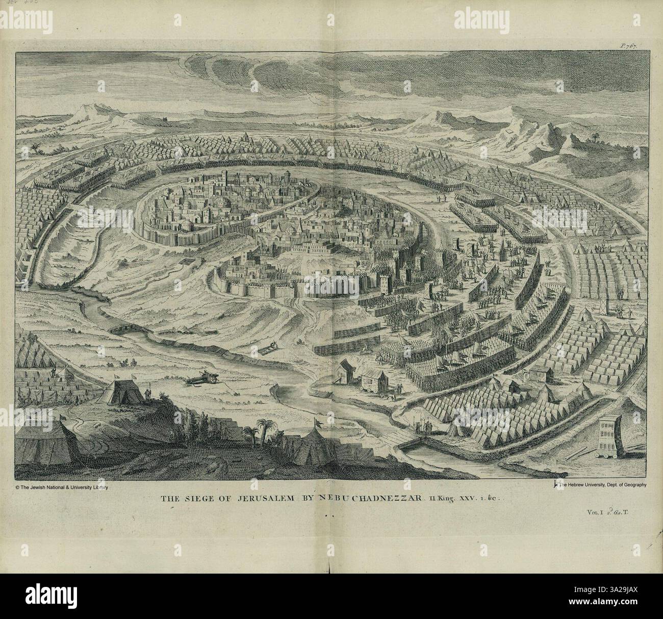 This map from 1732 depicts the siege of Jerusalem by Nebuchadnezzar ...