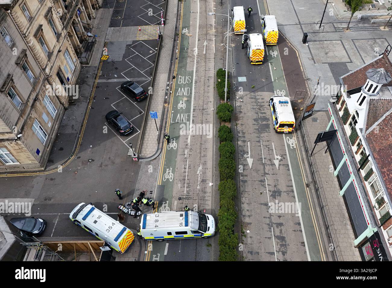 aerial view of Kingston upon Hull far-right anti-immigration riot Aug ...