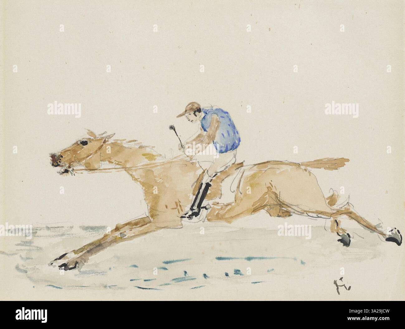 'Jockey au Galop' shows a jockey riding at full speed, his posture and ...