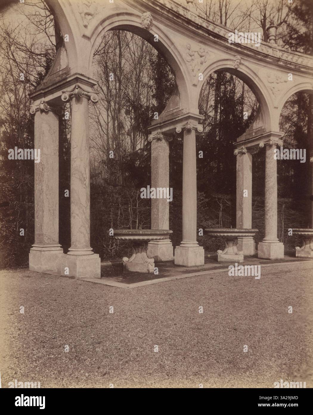 This image shows the Grove of the Colonnade at Versailles, emphasizing ...