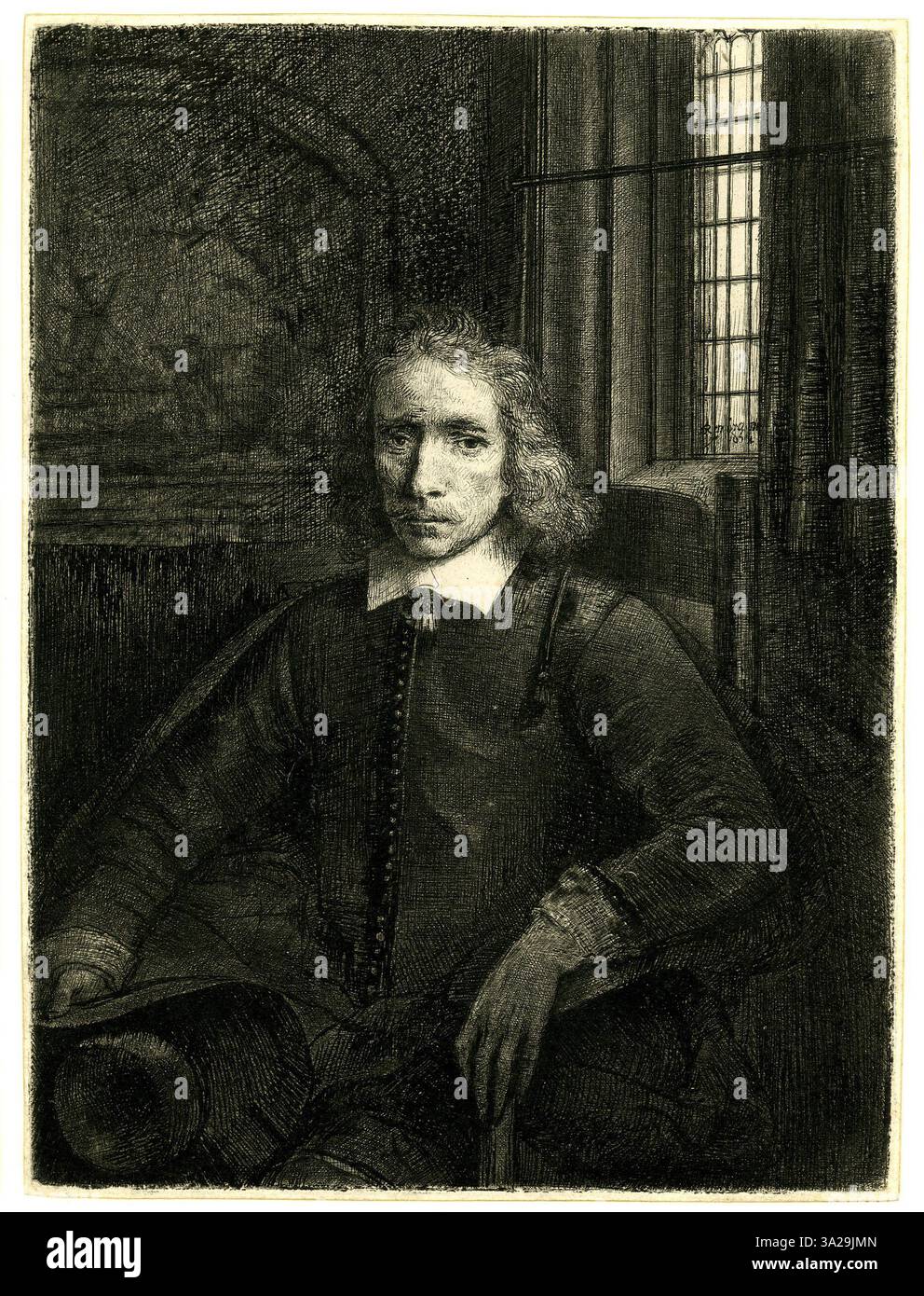 In this etching, Rembrandt’s masterful use of light and shadow brings ...