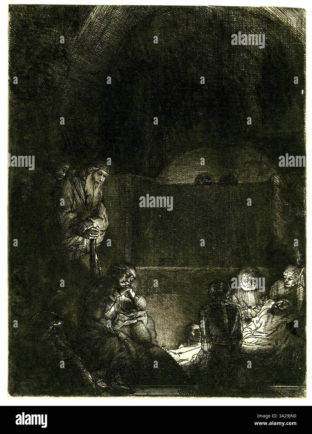 This etching by Rembrandt showcases his skill in portraying the ...