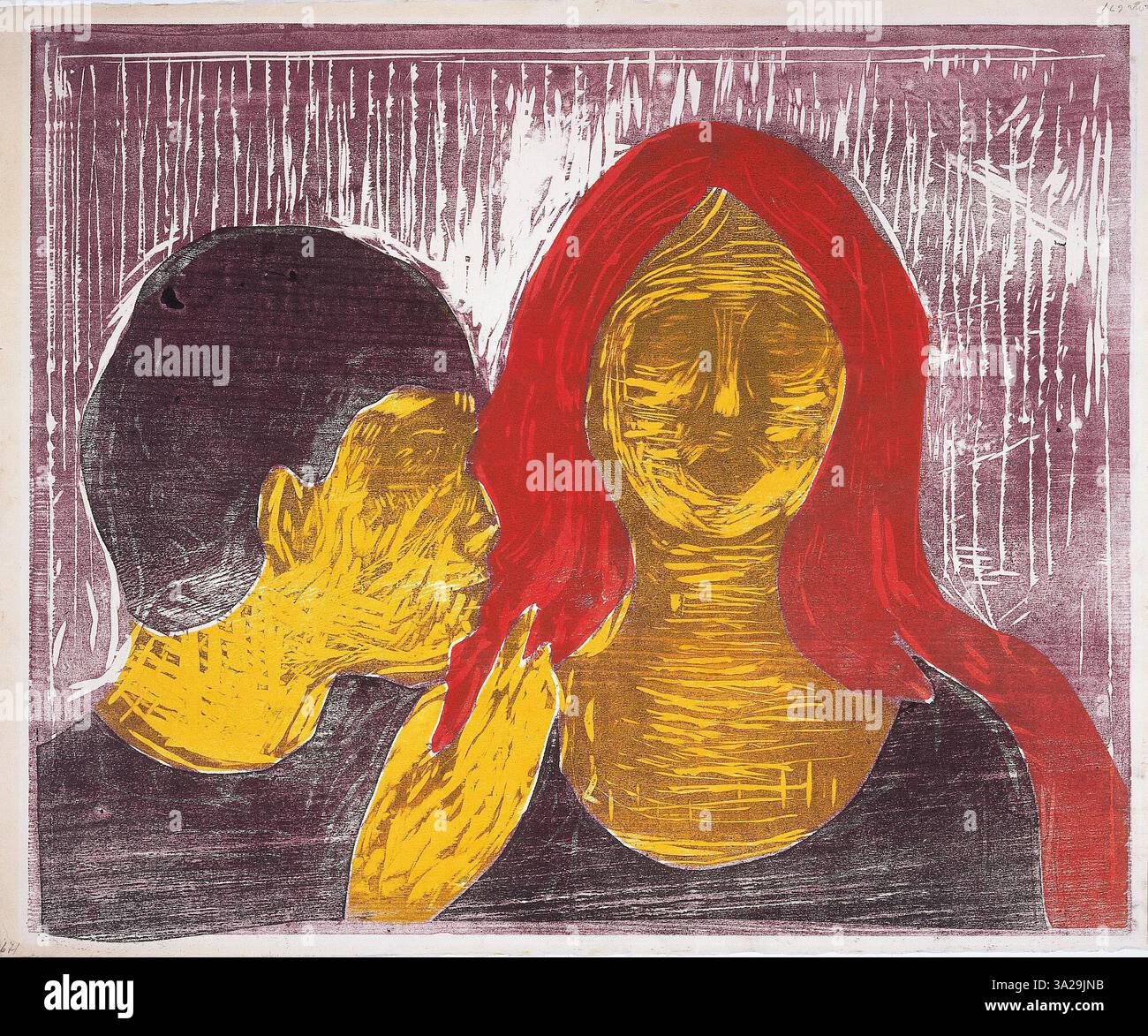 In this version of 'Kiss on the Hair,' Munch emphasizes the emotional ...