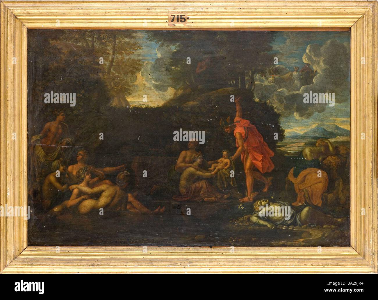 This 17th-century painting, after Nicolas Poussin, depicts the birth of Bacchus, the Roman god ...