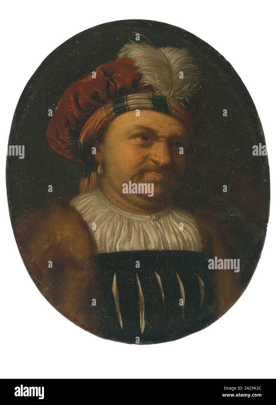This attributed painting features a man in Oriental costume. The ...