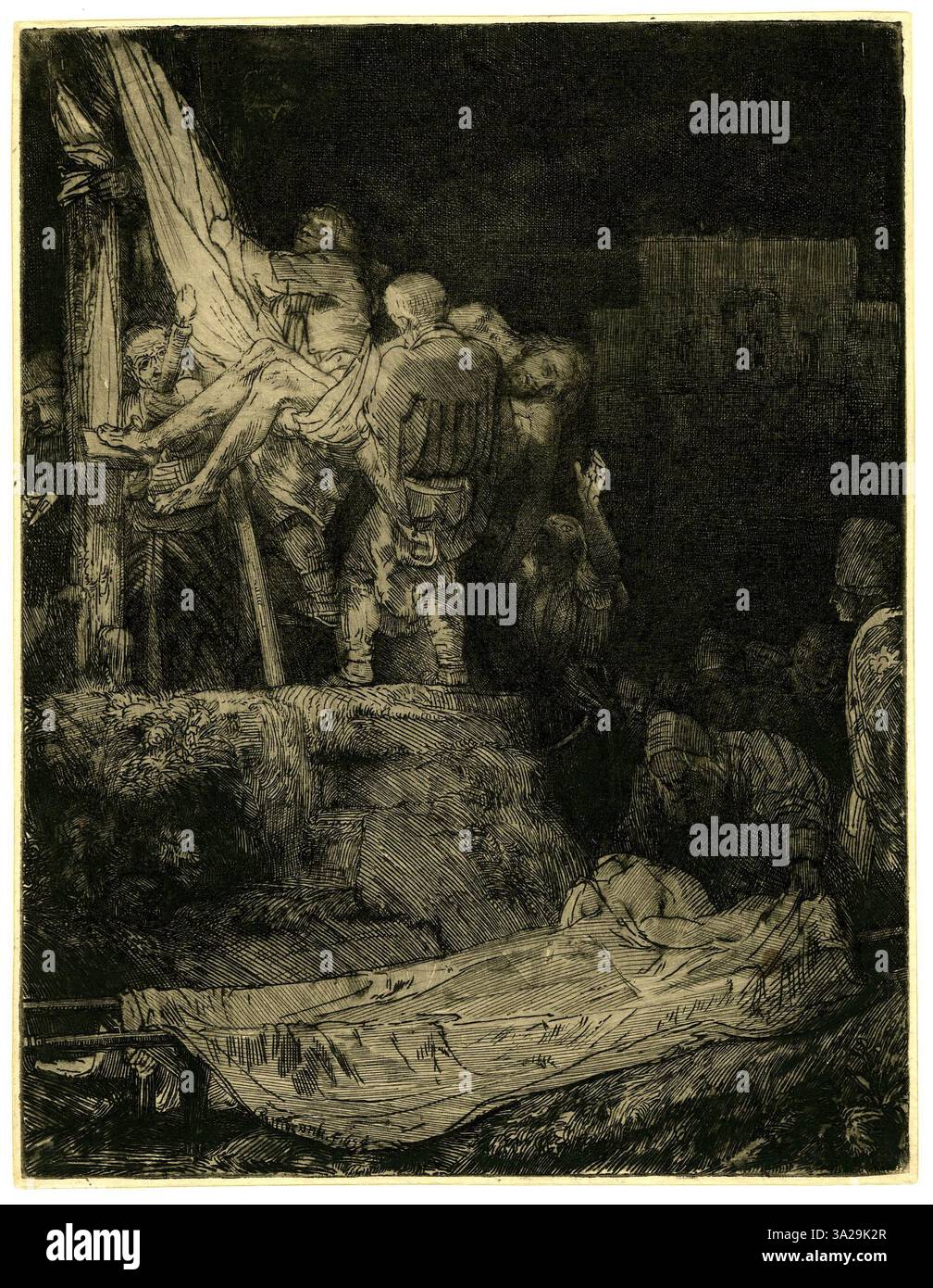 This etching by Rembrandt showcases his technical skill in blending ...