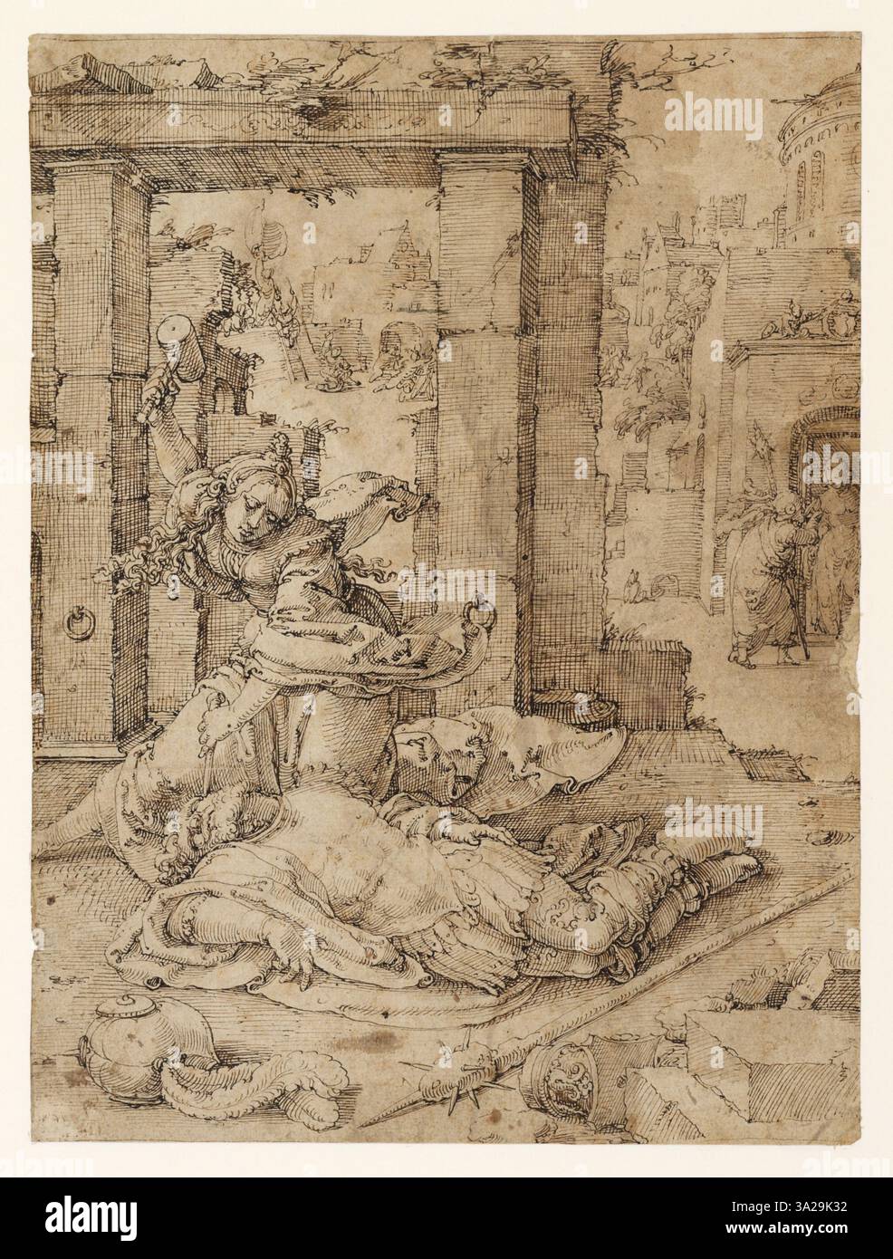 This engraving by Lucas van Leyden illustrates the biblical scene of ...