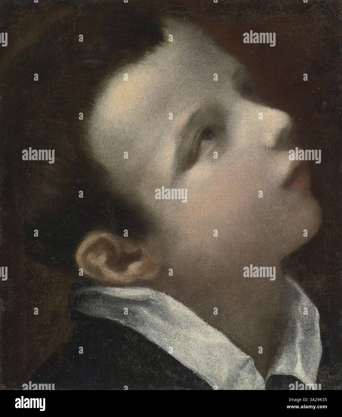 This portrait attributed to Annibale Carracci depicts the head of a ...