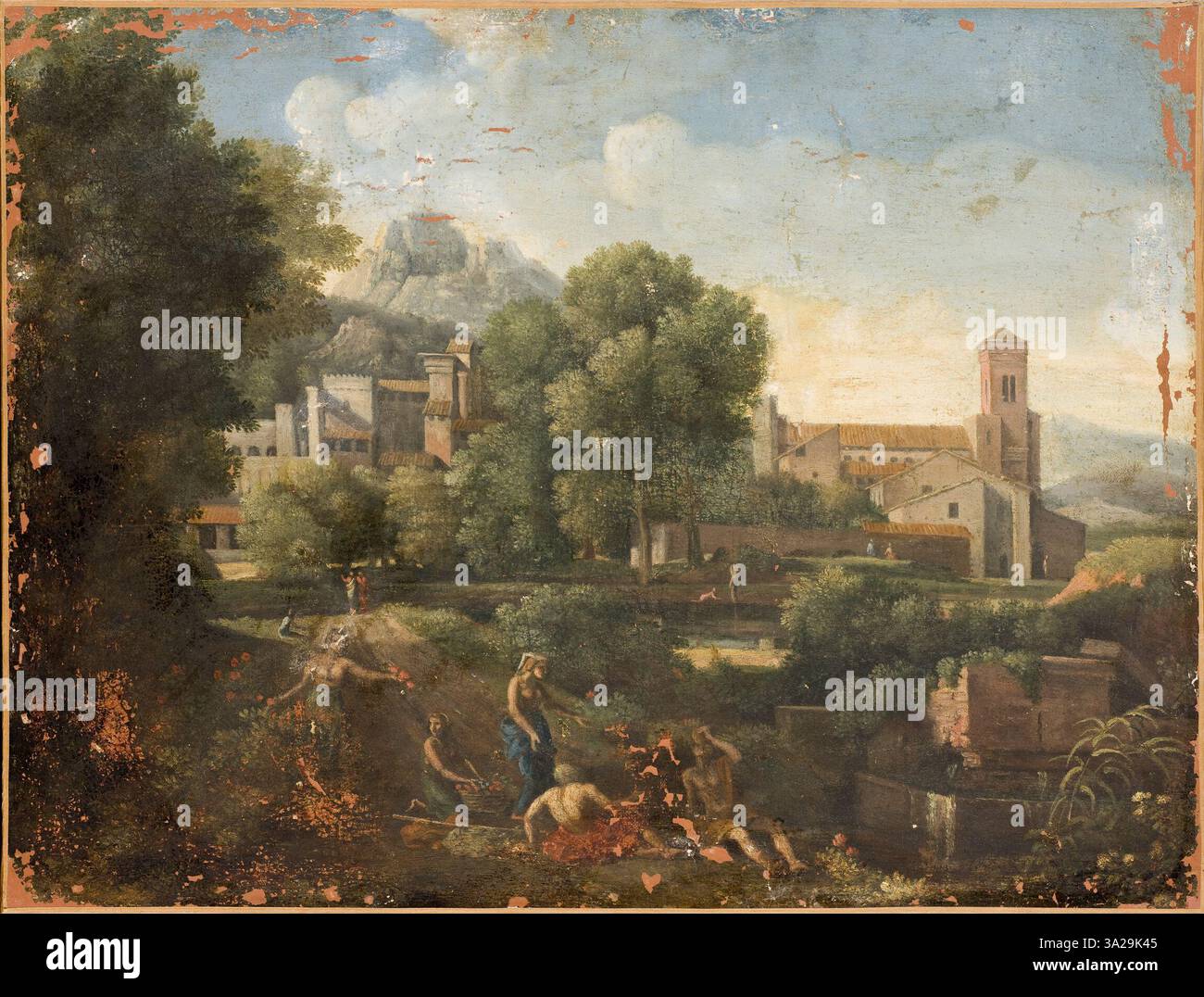 A 1660 historical landscape by the School of Nicolas Poussin, this ...