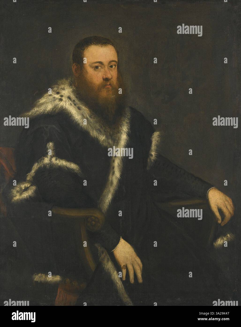 This portrait by Jacopo Tintoretto depicts a bearded man dressed in a ...