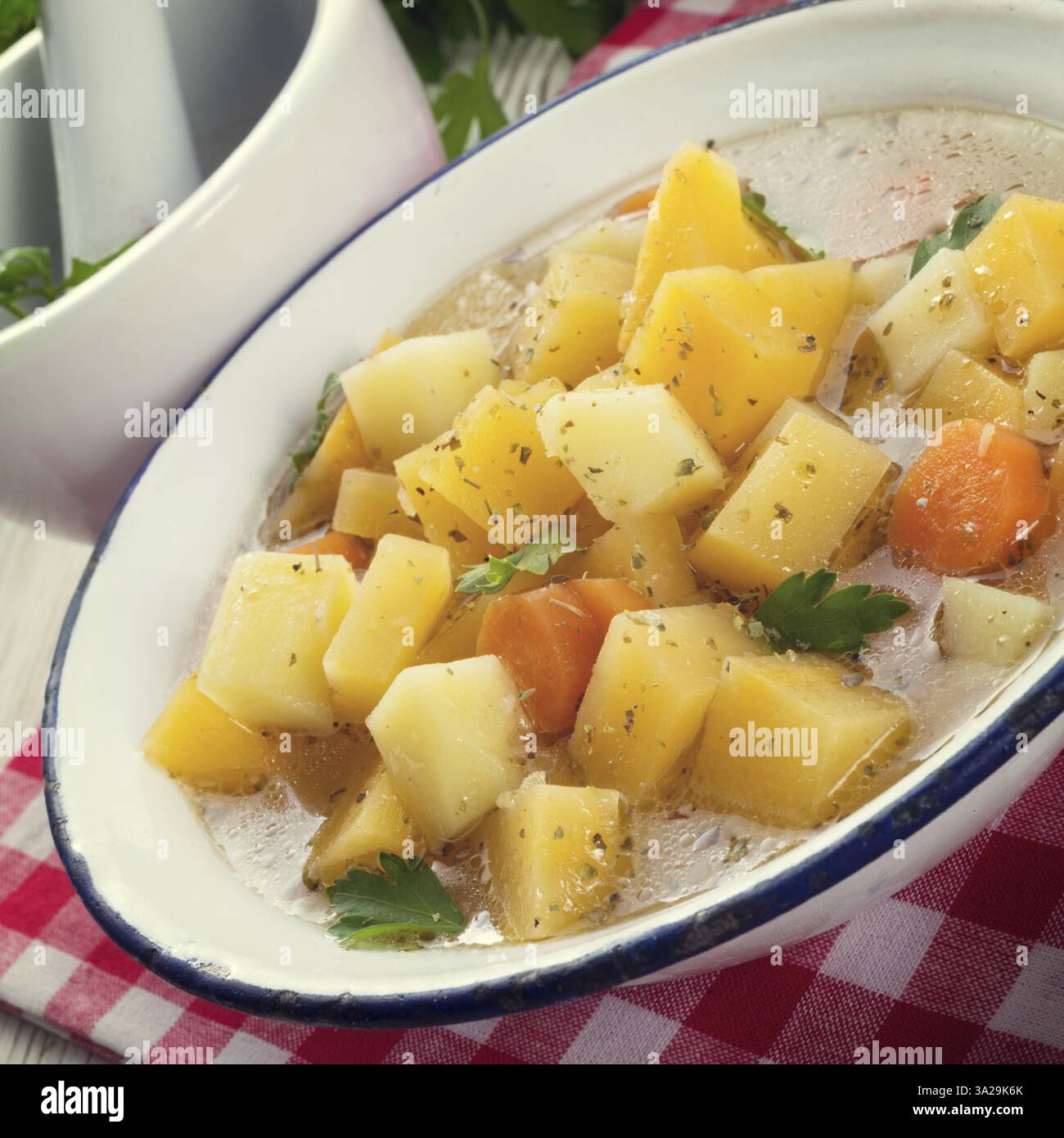 Turnip soup with goose meat Stock Photo - Alamy