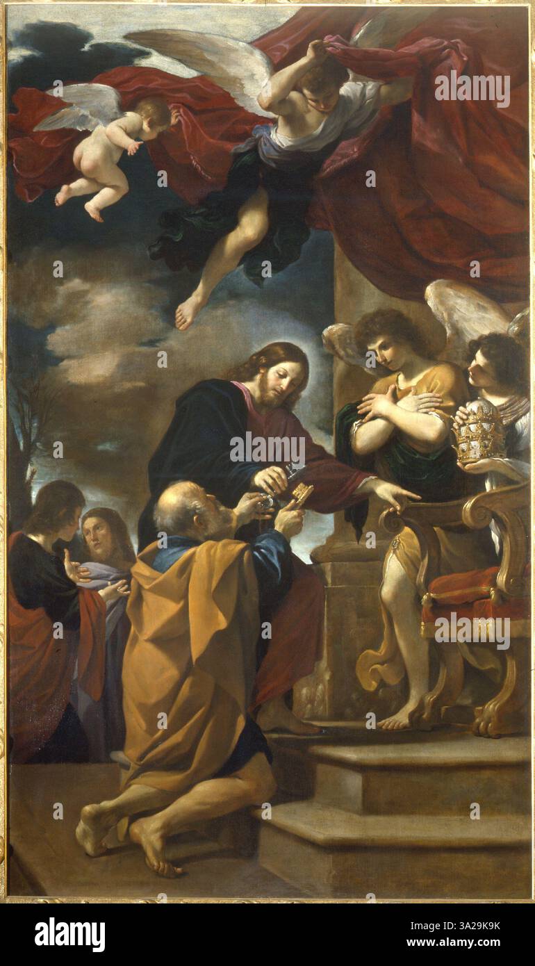 This painting illustrates the biblical scene of Saint Peter receiving ...