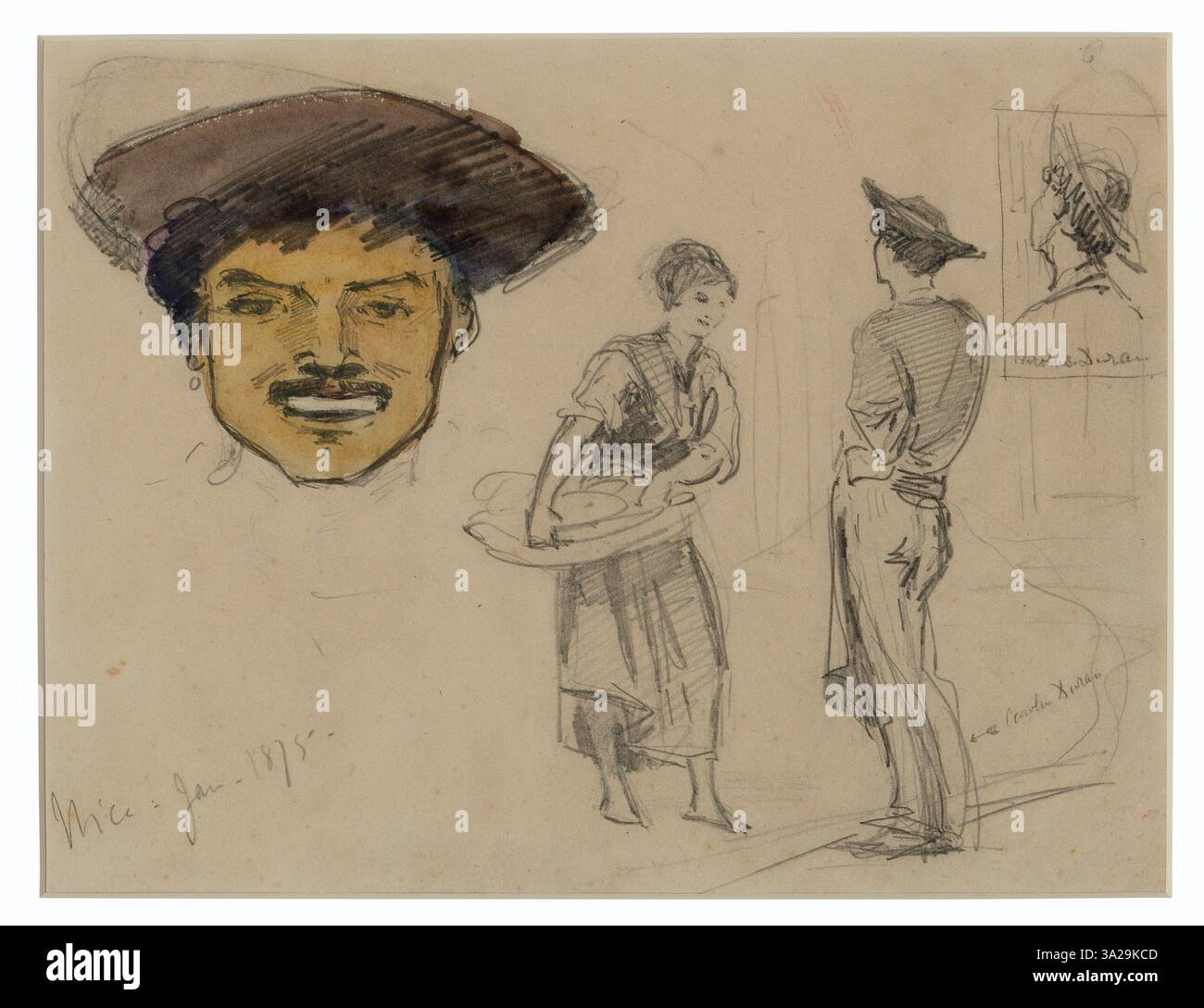 This double-sided work by Sargent features figure studies and sketches ...