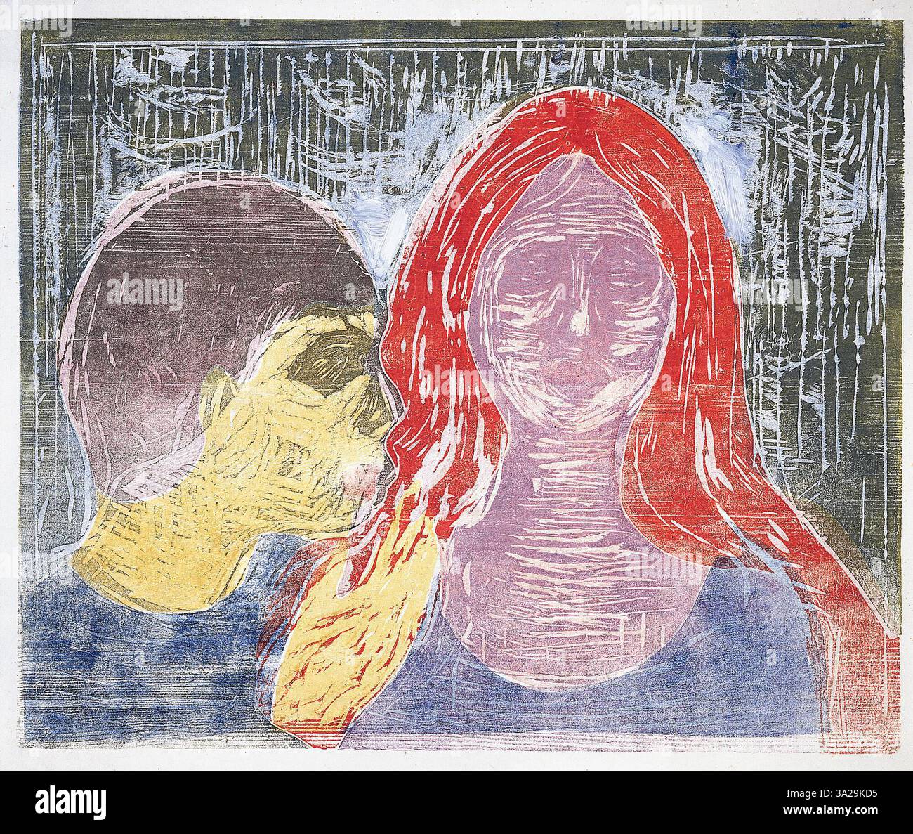 This painting by Munch features a tender kiss on the hair, emphasizing ...