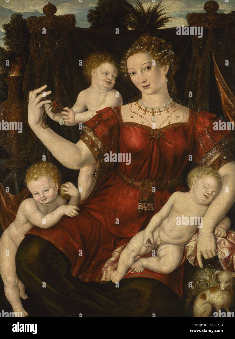 This allegorical painting from Jan Massys’ workshop represents Charity ...