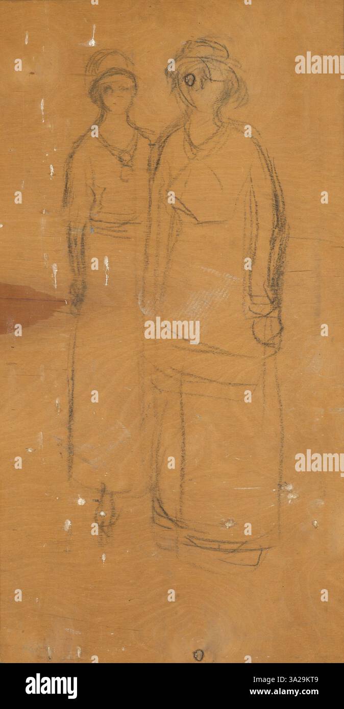 Edvard Munch’s drawing 'Two Standing Women' (1920-1925) is a double ...