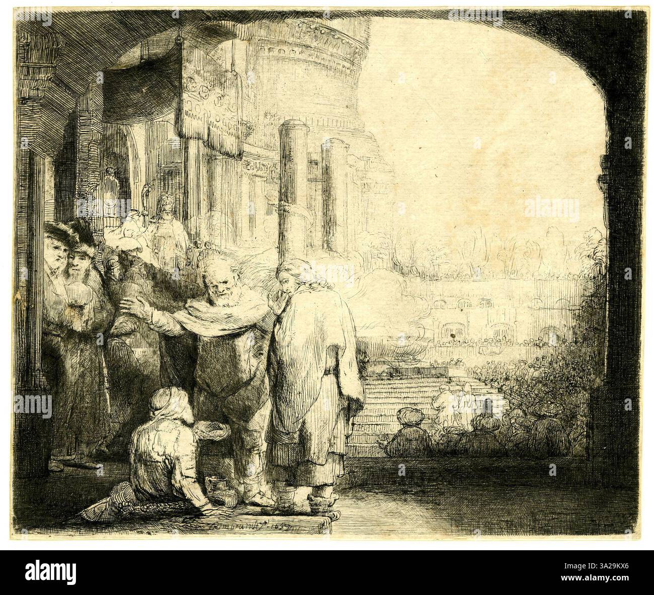 This etching from 1843 demonstrates Rembrandt's skill in capturing the ...