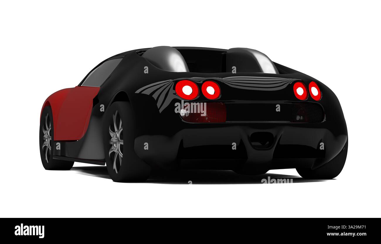 Izmir, Turkey - Mar 12 2025: Black and red Bugatti rear left angle view ...