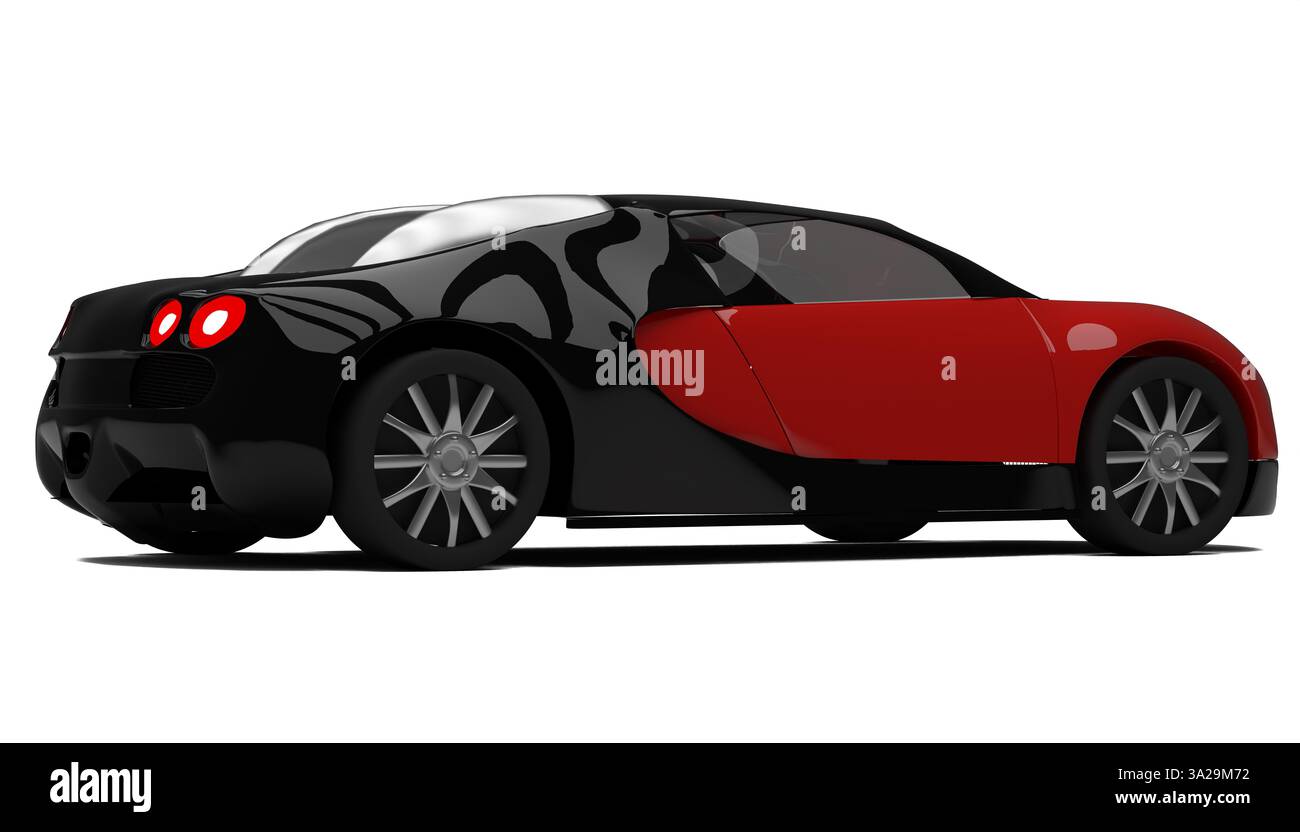 Izmir, Turkey - Mar 12 2025: Black and red Bugatti rear right angle ...