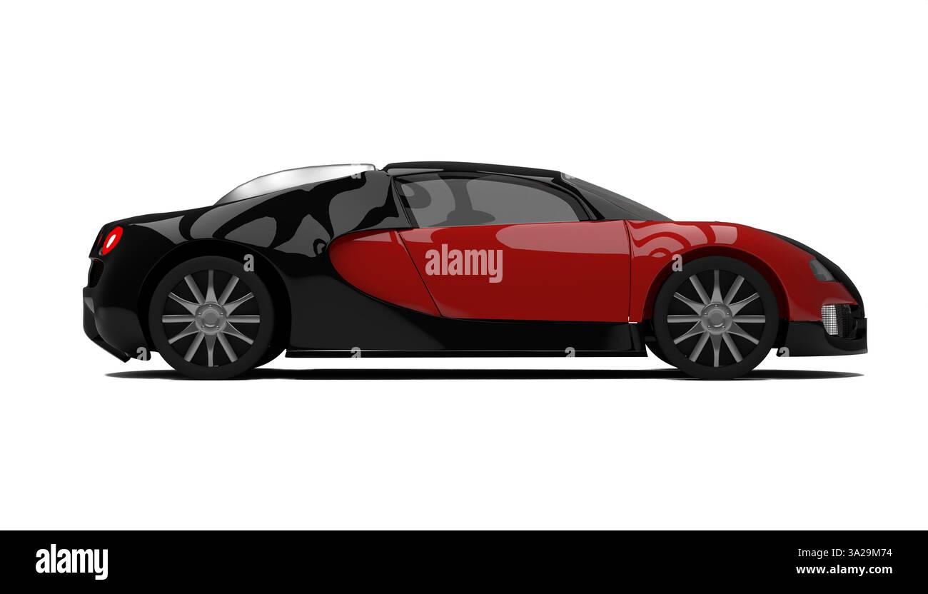 Izmir, Turkey - Mar 12 2025: Black and red Bugatti full side view photo ...